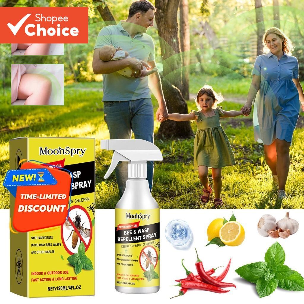 120ml MOONSPRY Outdoor Insect Repellent Spray Mild Formula Repels Bees ...
