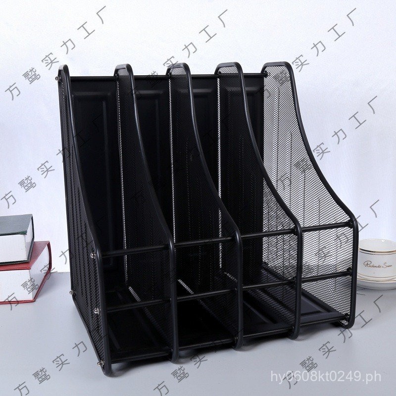 Bookend Four-Grid Collection Rack Multi-Layer File Rack Iron Mesh ...