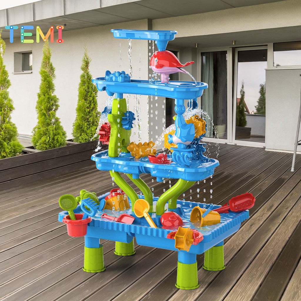TEMI Childrens Playing Table Bath Curtain Waterfall Water Table Play ...