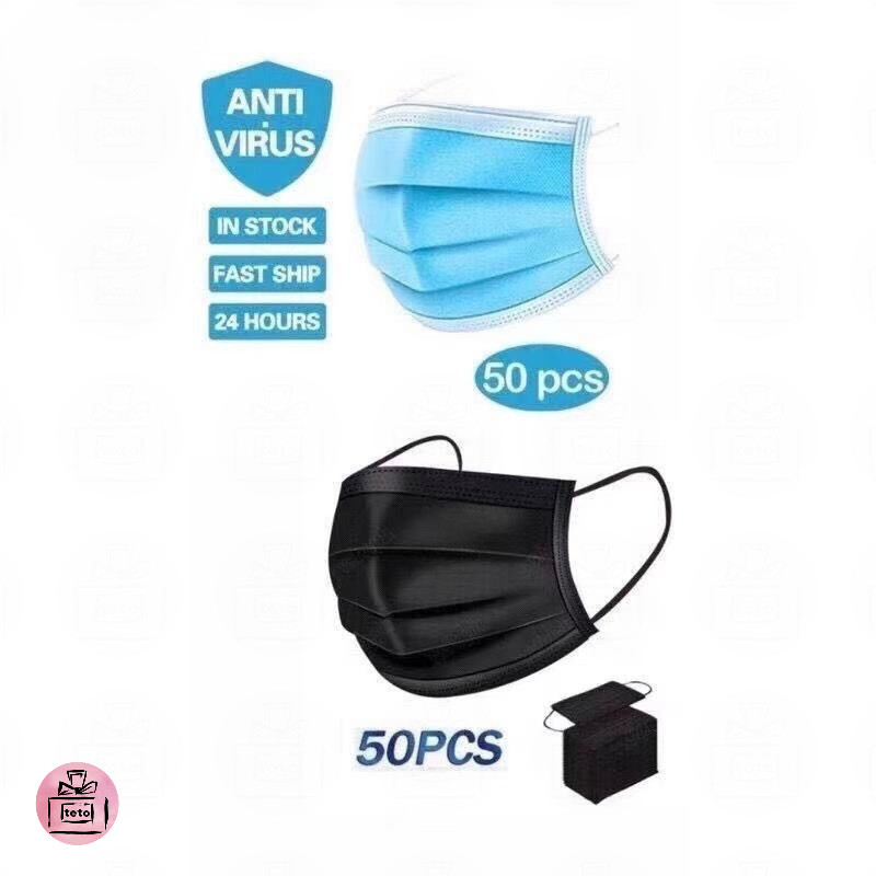 3 Ply Disposable Surgical Face Mask 50 Pcs With Box Facemask ttee.shop ...