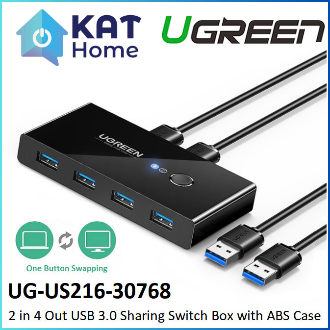 UGREEN US216 2 IN 4 OUT USB 3.0 SHARING SWITCH BOX KVM SWITCHER WITH TOUCH BUTOON SWITCH & LED ...