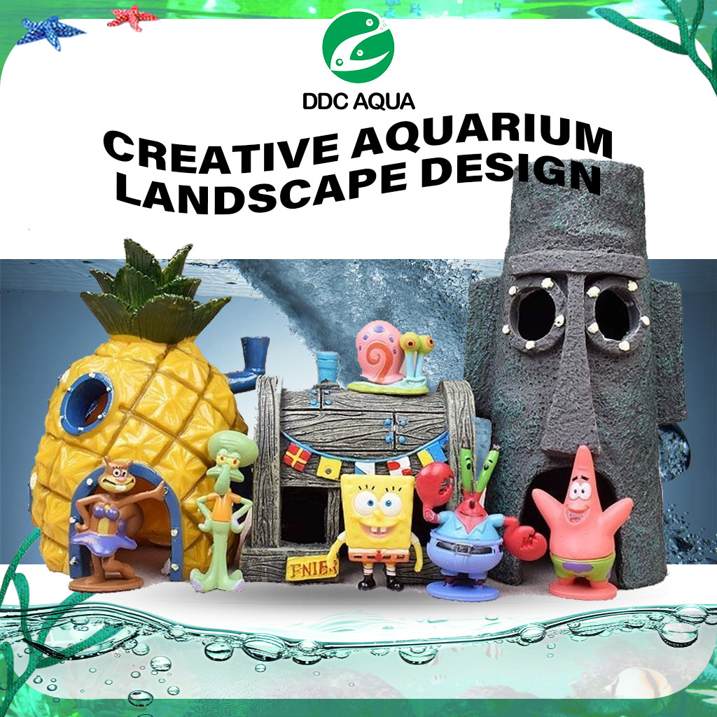 Aquarium Accessories Mini SpongeBob SquarePants Fish Tank Pineapple ...