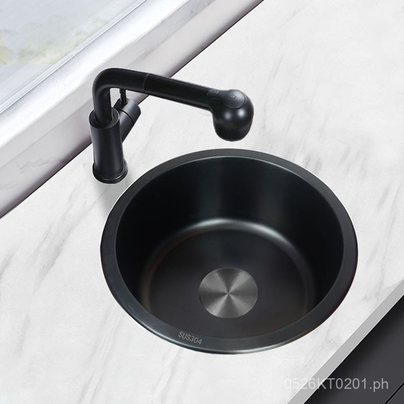 Stainless Steel Kitchen Island IL Black Single Bowl Sink304Balcony Nano ...