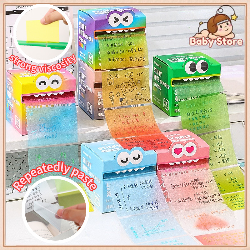 Gradient Color Sticky Notes Transparent Pull-out Tearable Full Sticky ...