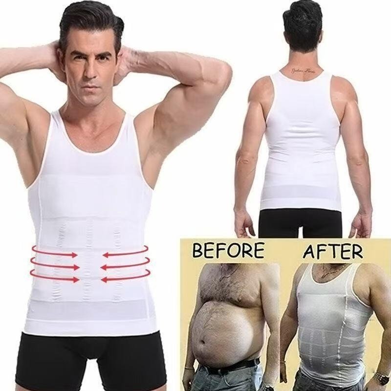 Mens Body Shaping Vest Abdominal Compression Fitness Tops Slimming ...