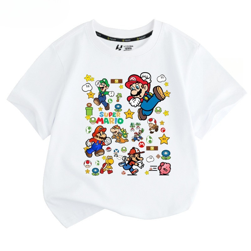 Pure Cotton Super Mario Short Sleeved T-shirt for Boys In Summer, Loose ...