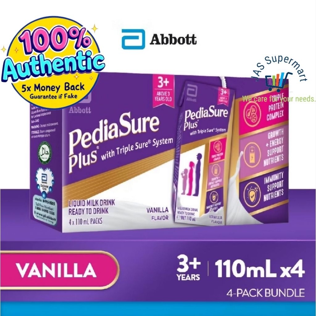 " Pediasure Plus Ready to Drink Vanilla for 3yrs Old Above 4pcs X 110mL ...