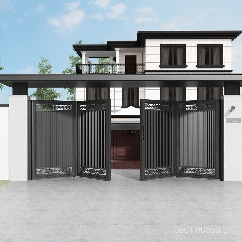 Rural Iron Art Gate Aluminum Alloy Electric Entry Villa Yard Folding ...