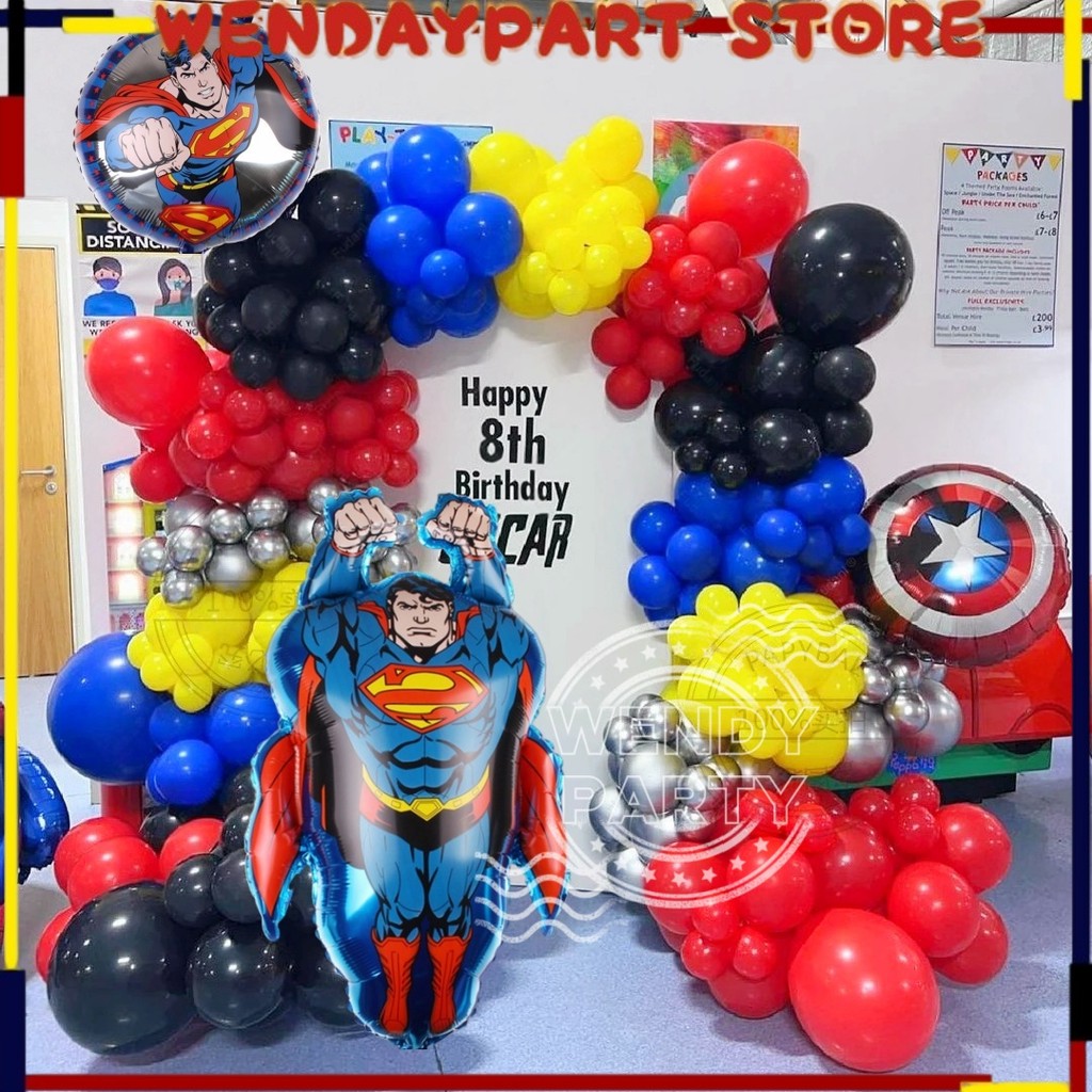 Superhero Superman Theme Balloon Garland Arch Kit for Kids Birthday ...