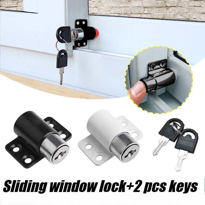 2pcs Window Bolt Sliding Window Patio Screw Door Lock Key Push Baby ...