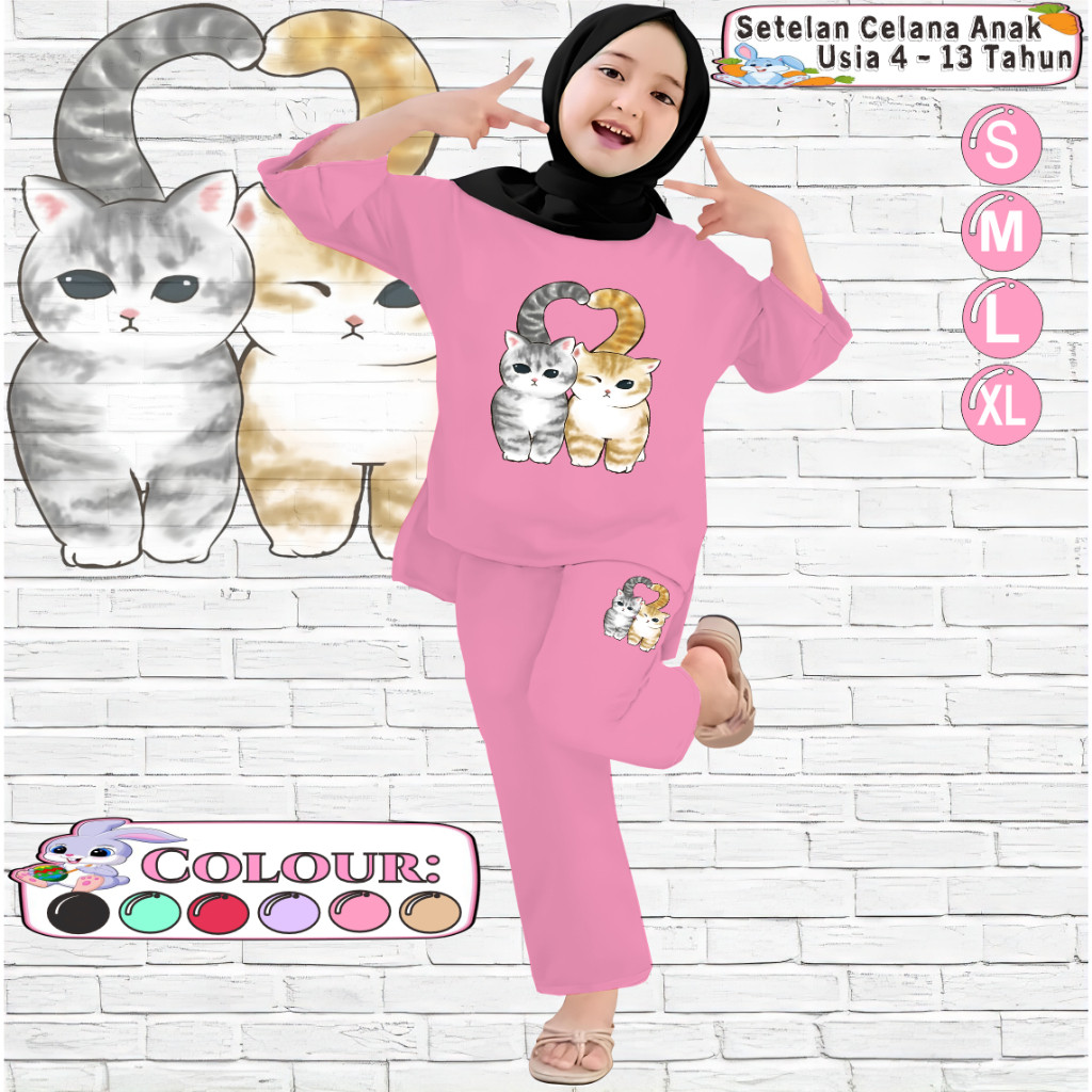 Girls Suit Split Trousers | Ages 4-13 Years | LOVE CAT Coksu Motif ...