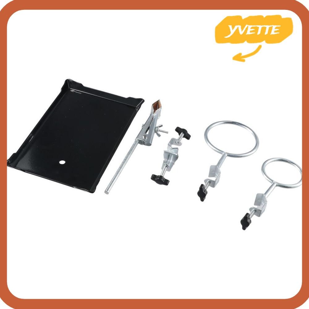 YVE Steel Lab Stand Set, with Cast Iron Base Stainless Steel Laboratory ...