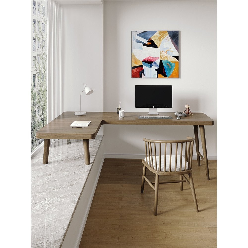 Solid Wood Bay Window Corner Desk Corner L Adjustable Height Long and ...