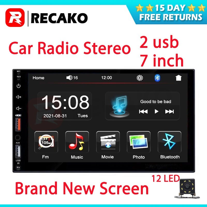 7021 2 Din Car Radio Stereo 7 INCH 2USB Bluetooth Touch Screen ...