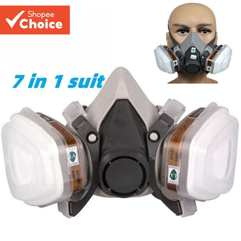 Respiratory Mask 7 In 1 Set Industrial Spray Paint Gas Mask Chemical ...