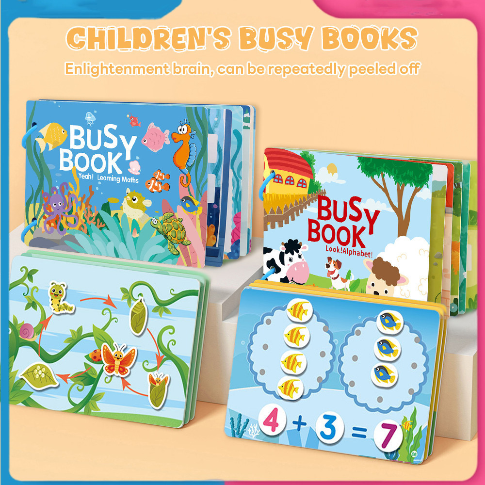 Busy Book for Kids Early Educational Learning Ten Themes Sticker Quiet ...