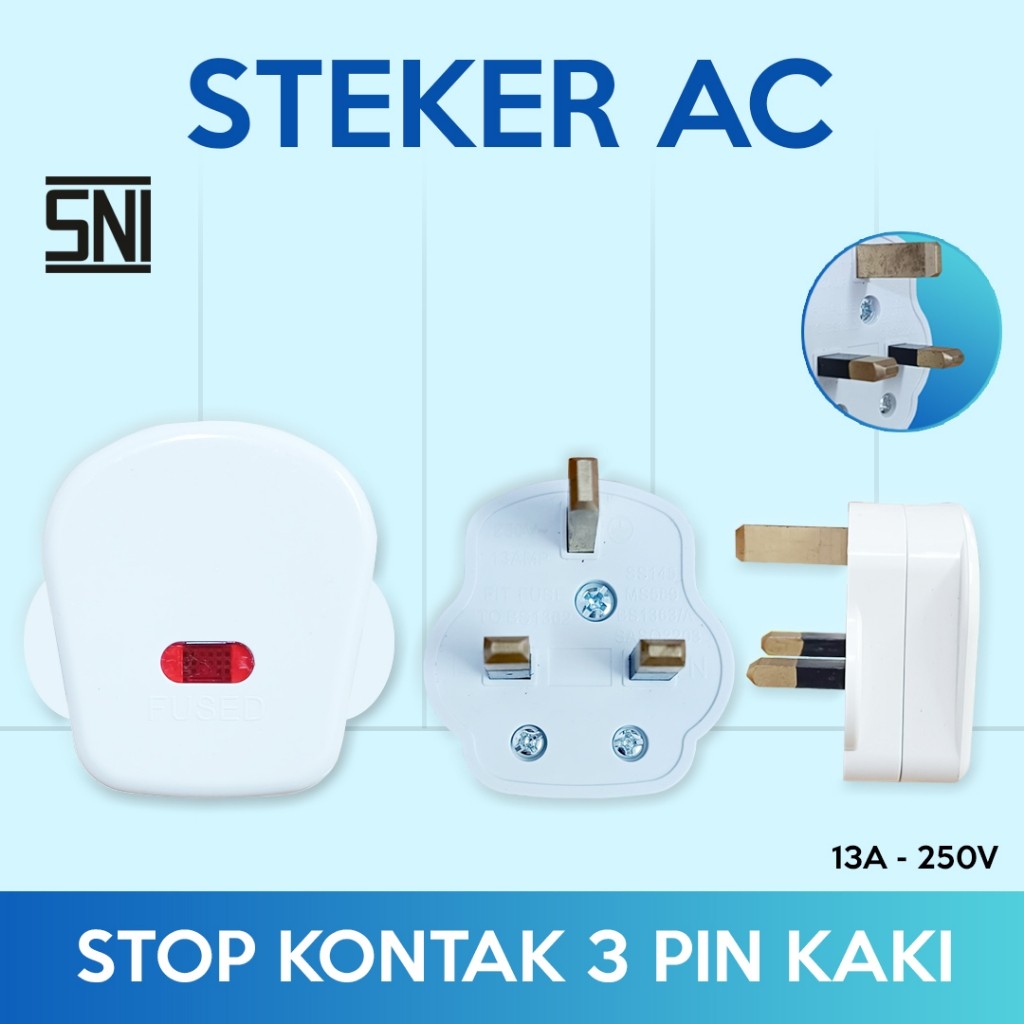 TORCH AC Plug / FUSED Plug 3 Pin Foot Brass SNI 13A 250V TORCH Brand ...