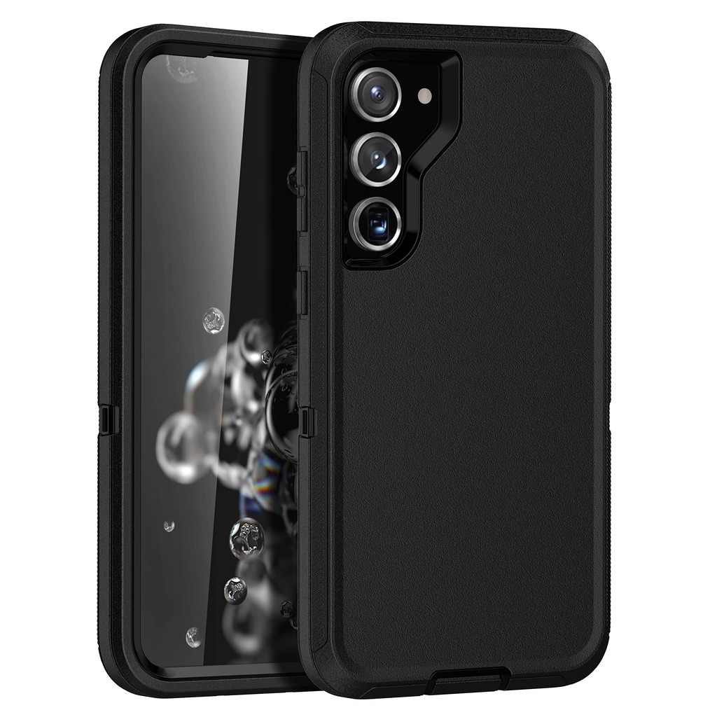 Luxury Black Armor 3-in-1 Phone Case For Samsung Galaxy S26 S25 S24 S23 ...