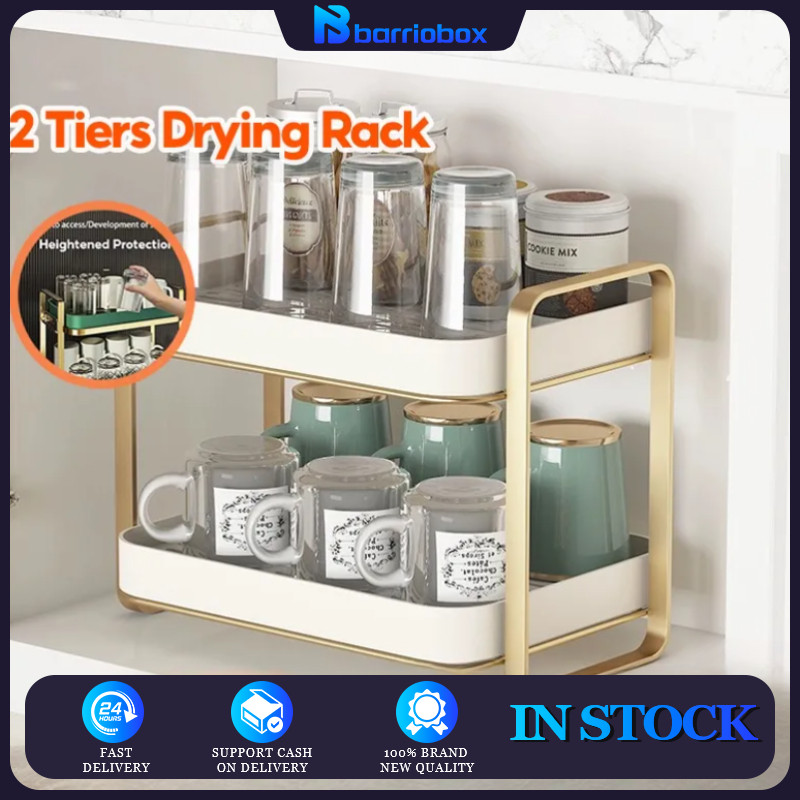 2-Tier Cups Water storage rack tea cup storage rack desktop double ...