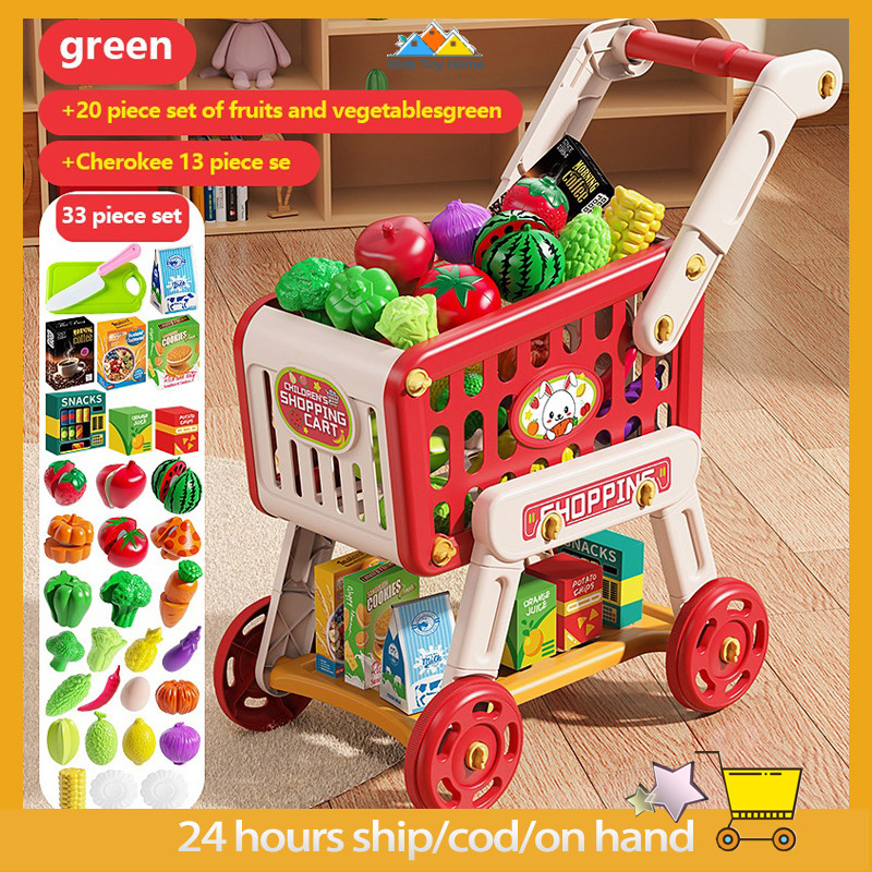 Kids Supermarket Shopping Cart Trolley Cart For Kids Pretend Play Toy ...