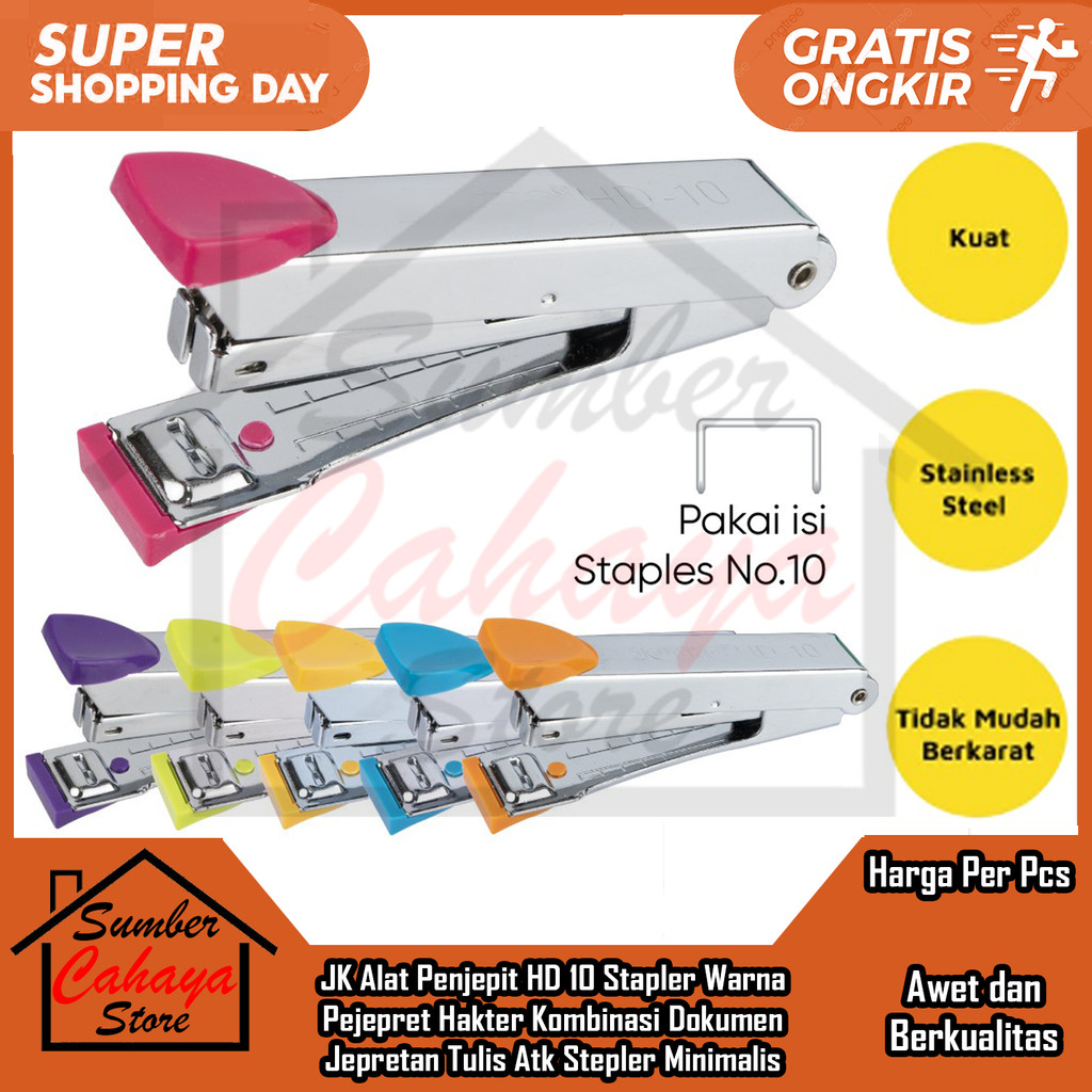 JK Hd 10 Stapler Stepler Hekter Staple Tool Per Dozen Snaps Jetrekan ...