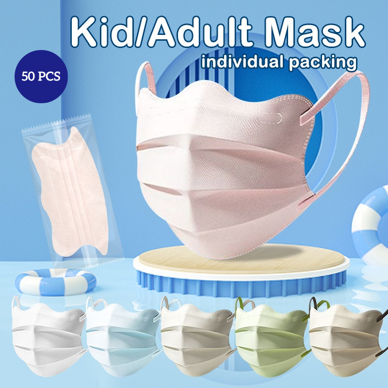 50PCS Disposable 3D Face-Lifting Butterfly Facemask Dust V-shaped Mask ...