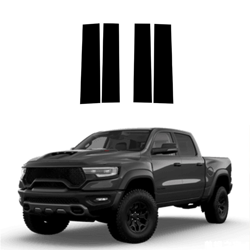 POSSBAY 4Pcs Glossy Black Pillar Posts Window Cover Trim Fit For Ram ...