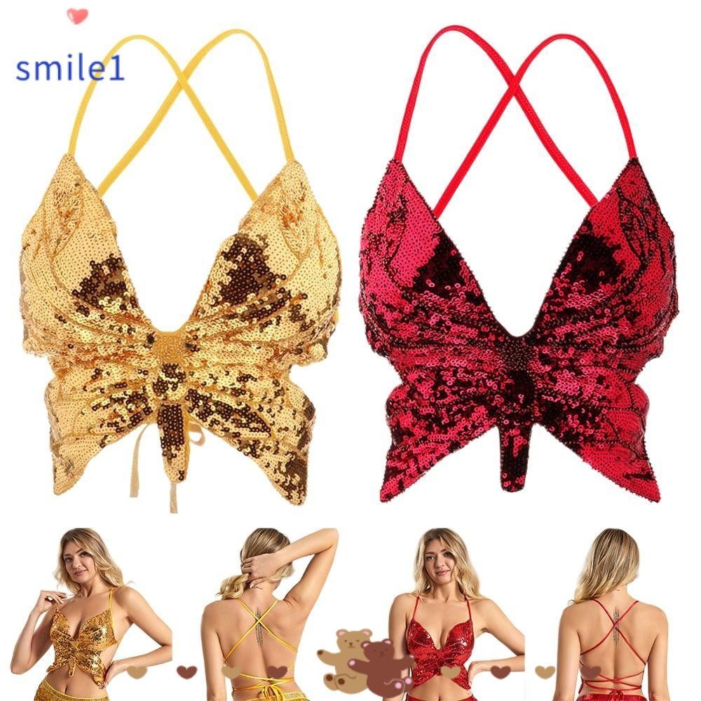 SMILE Bandage Butterfly Bra, Sparkly Sequin Crop Top, Nightclub For ...