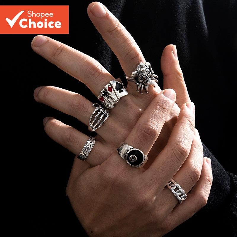 6-piece fashion accessories men's punk exaggerated skull ghost claw ...