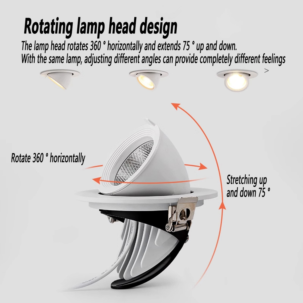 Adjustable Rotating Elephant Trunk Lamp Recessed High Bright Anti Glare ...