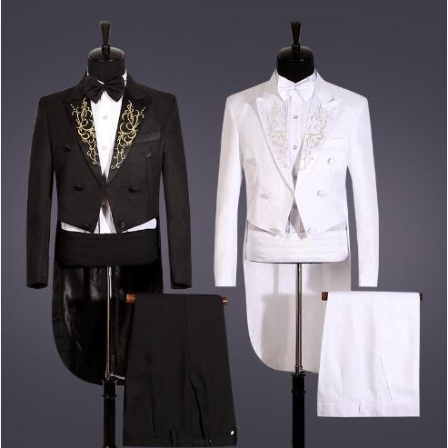 Tuxedo Slim-fit Dress Host Suit Men's Conductor Stage Performance Magic ...