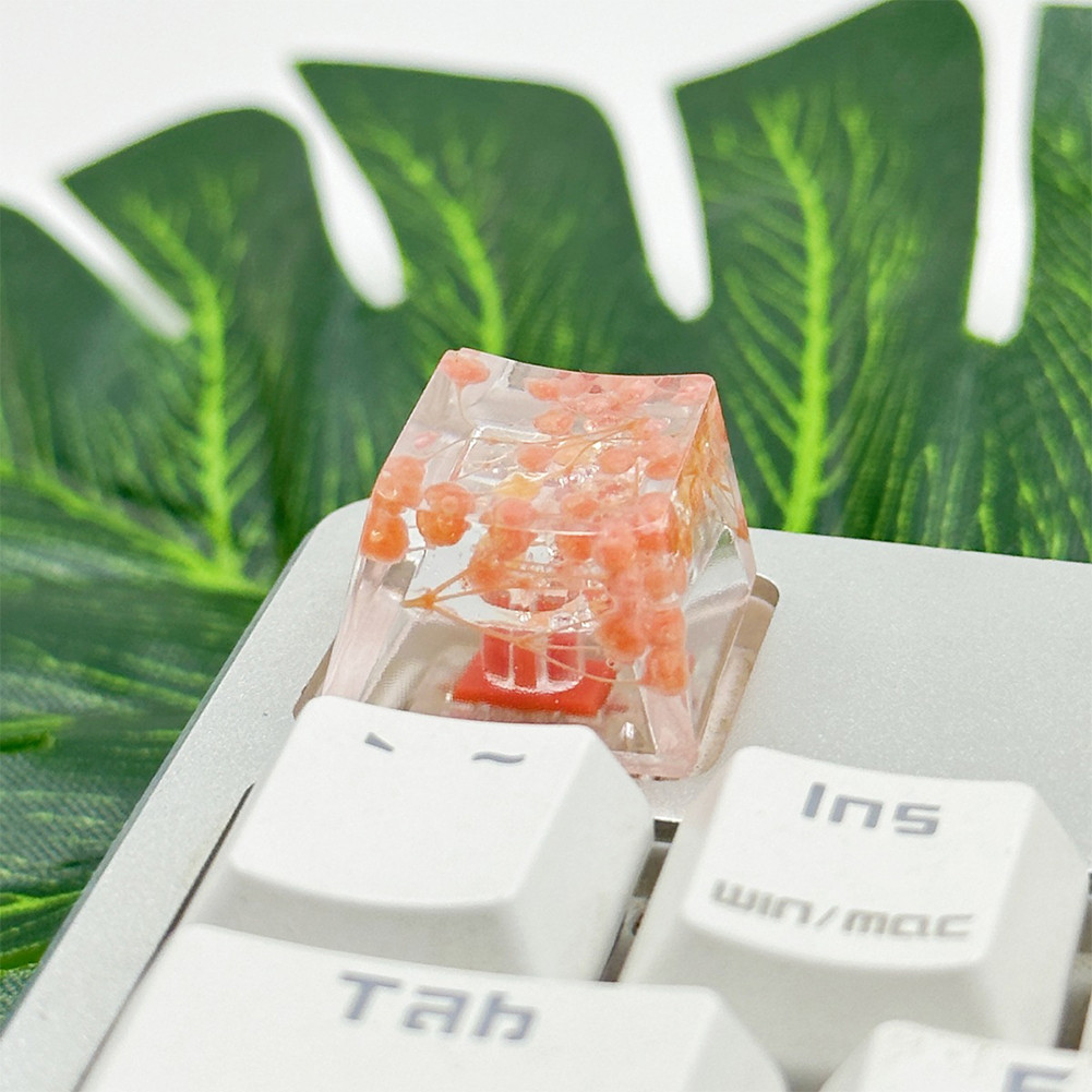Resin Dry Flowers Keycap Novelty Artisan Keycap Handmade Translucently ...