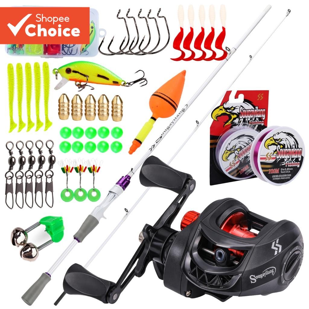 Fishing Rod Set Casting Fishing Rod Carbon 1.8m and Baitcasting Fishing ...