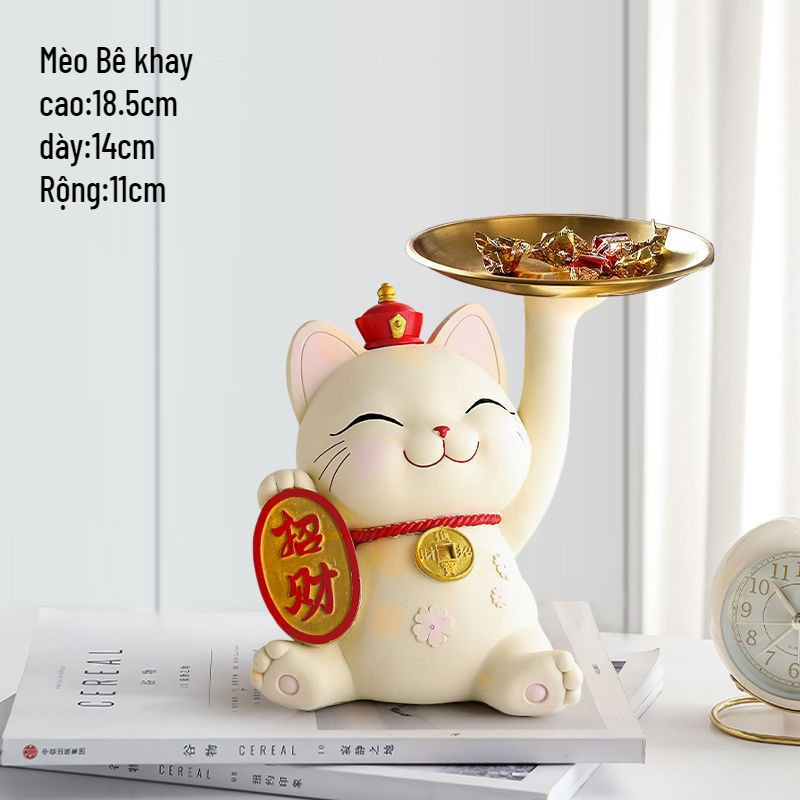Feng Shui Decor Cat Yale77 – Statue Holding Winter Peaches Attracting ...