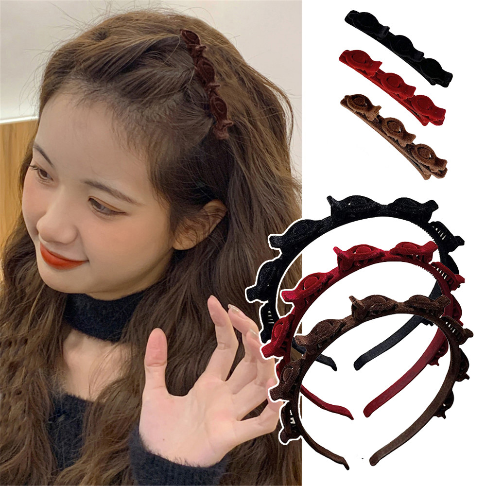 1/2/3pcs Velvet Headband Forehead Braided Head band for Women | Shopee ...