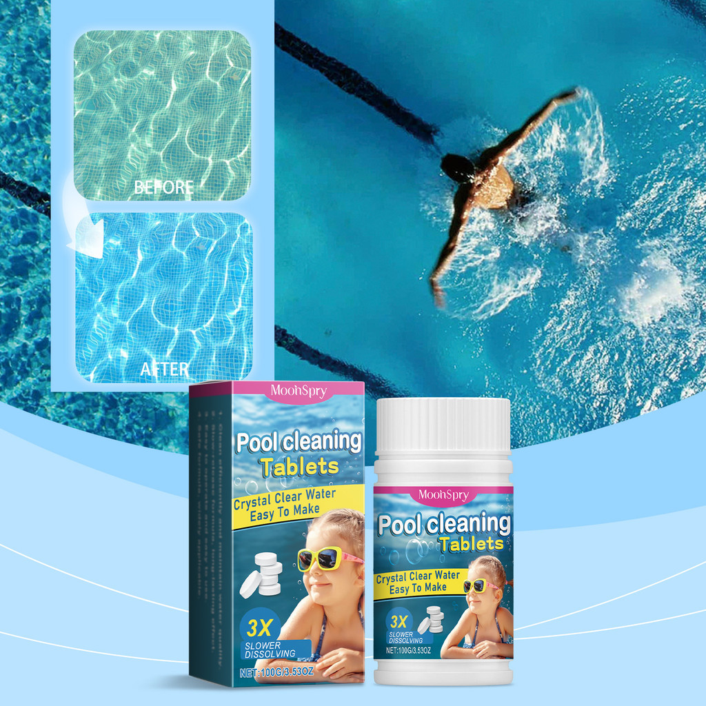 100g Chlorine Tablets for Swimming Pool, Multifunction Chlorine Tablets ...