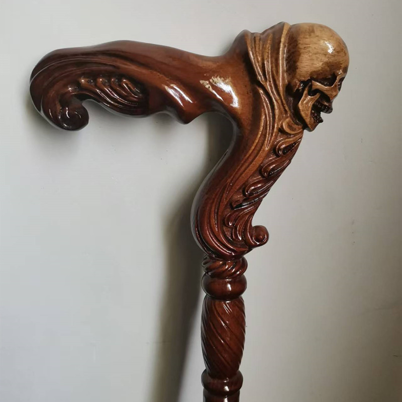 Solid Wood Walking Cane Wooden Walking Cane Snake Head Scepter ...