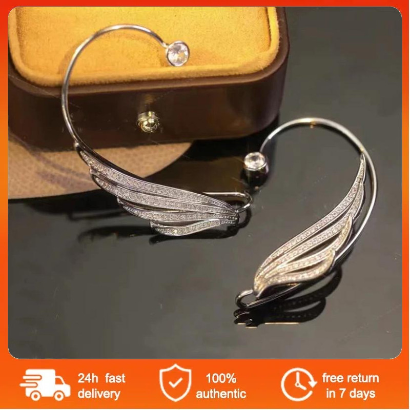 Women's Simple Cool Style Daily Ear Hooks Sparkling No Piercing Angel ...