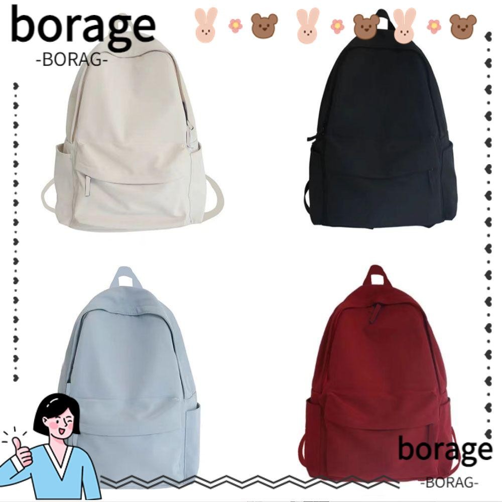 BORAGE School Student Backpack, Black Grey White Red Nylon Versatile ...