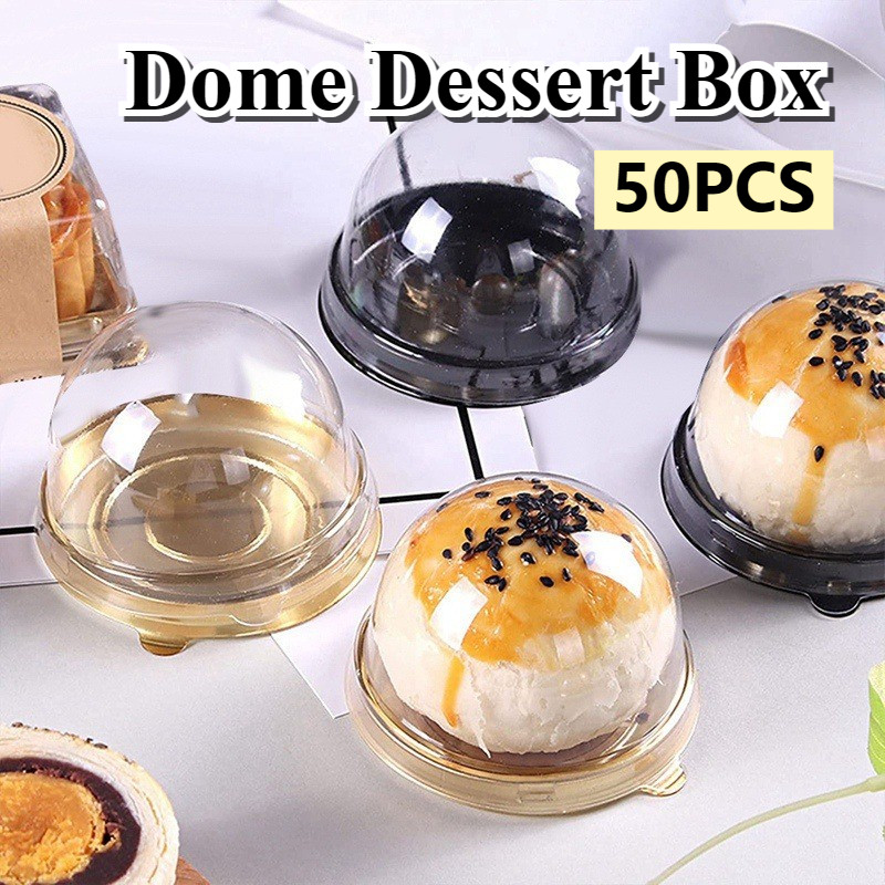 100pcs Clear Plastic Round Cupcake Holders Dome Lids Cookies Baking ...