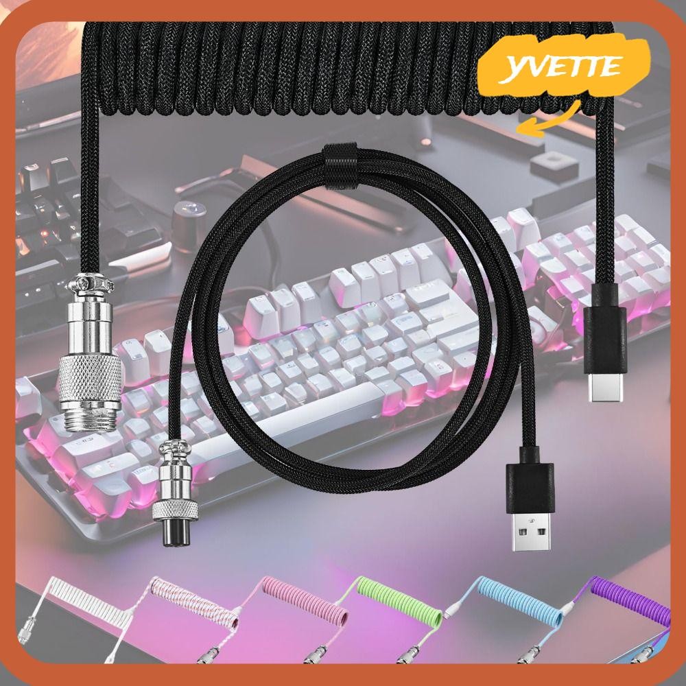 YVE Mechanical Keyboard Coiled Cable, Double-Sleeved Braided Detachable ...