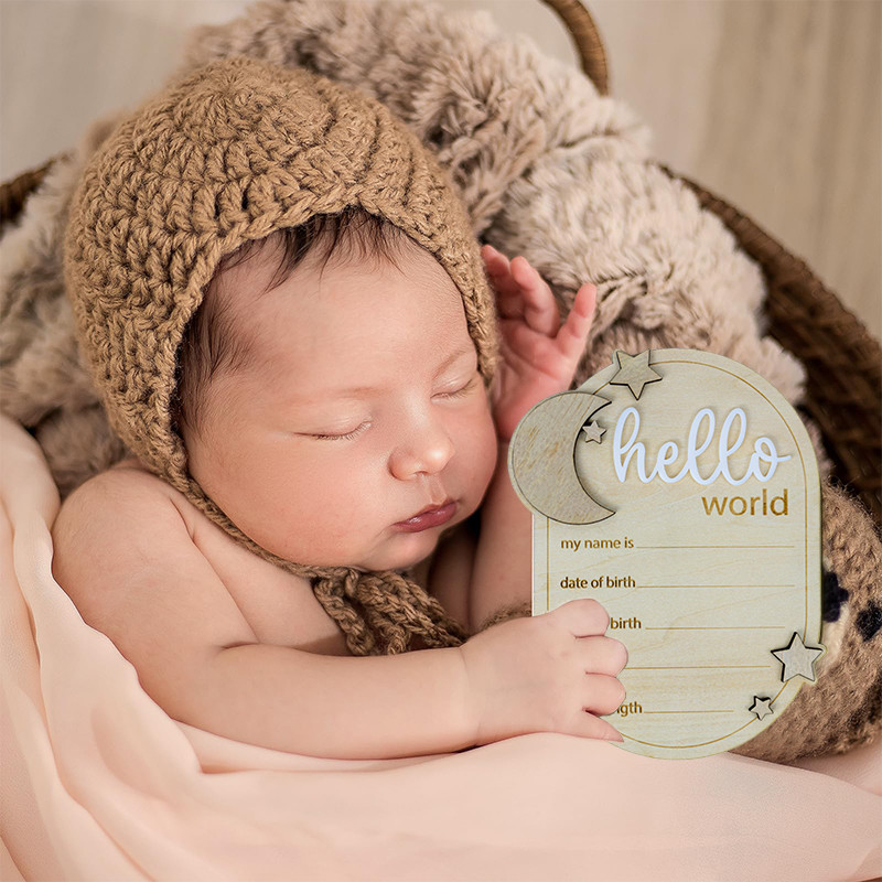 # New Life # Baby Announcement Sign, 5.91x4.13 Inch Wooden Newborn ...