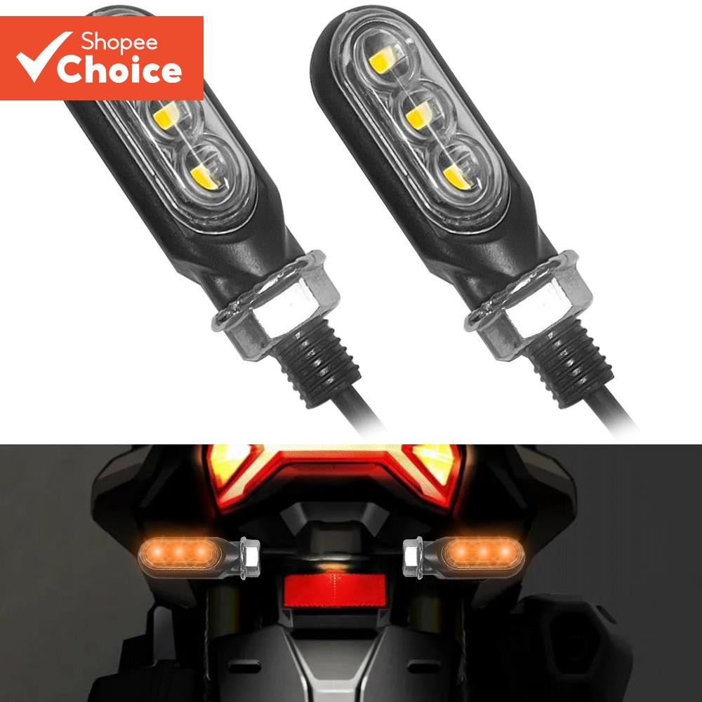 Flashing Tail Lamps M10 Screw Universal 3SMD LED Motorcycle Turn Signal ...