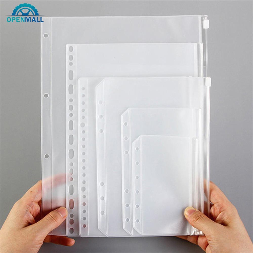 OPENMALL PVC Transparent Punch Zipper Binder Pocket With Plastic Zipper ...