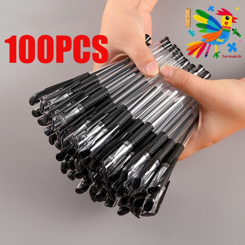 【Wholesale】100PCS Ball Pen Black 0.5mm Ballpoint Pen Wholesale Bullet ...