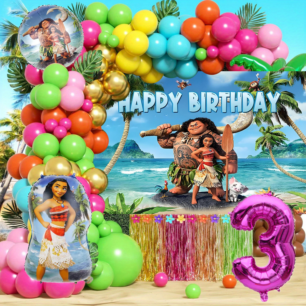 1Set Disney Moana Theme Party Balloons Garlands Kit with a Moana ...