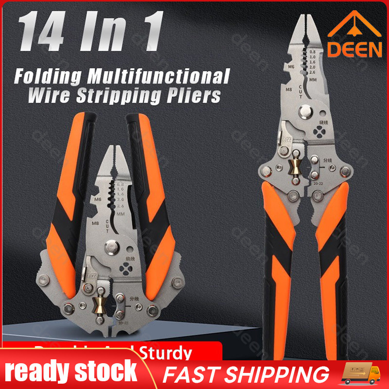 14 in 1 Multipurpose Wire Stripper Plier Cable Stripping Cutter ...