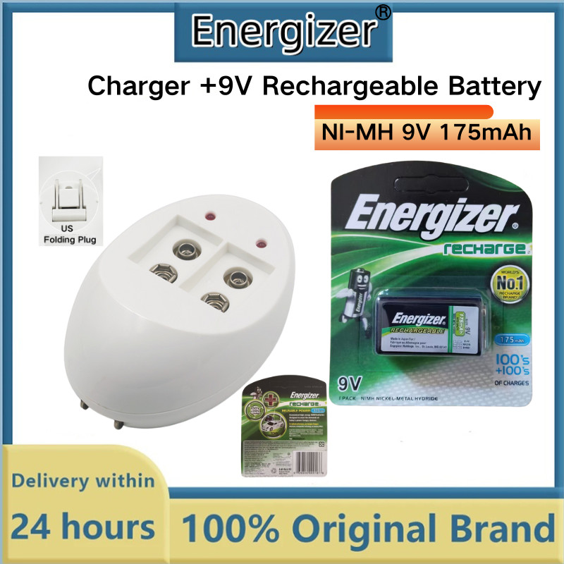 (1pcs/2pcs)Energizer 9V NiMH Rechargeable Battery 175mAh with 9V AA/AAA ...