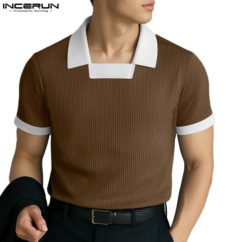 INCERUN Men's Crochet T-shirt POLO Shirts | Shopee Philippines