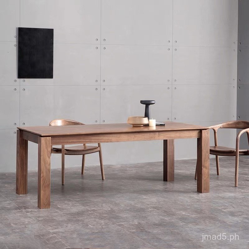 Nordic Solid Wood Dining Table Black Walnut Conference Table Long Table ...